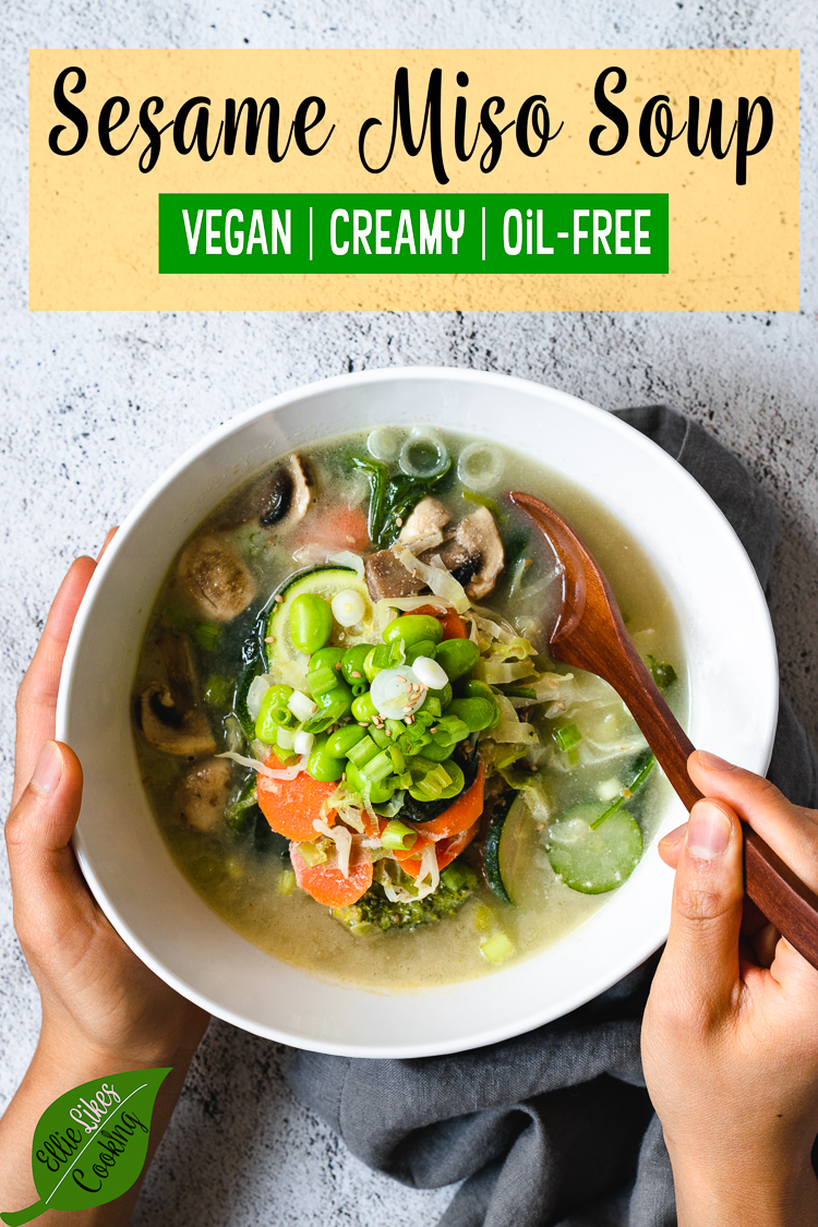 Vegetable Sesame Miso Soup - Ellie Likes Cooking