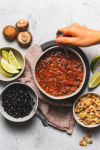 Vegan Mushroom Walnut Chili - Ellie Likes Cooking