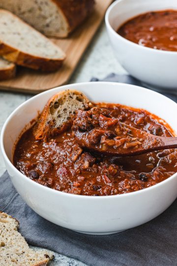 Vegan Mushroom Walnut Chili - Ellie Likes Cooking