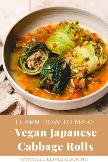 Vegan Japanese Cabbage Rolls | ヴィーガンロールキャベツ - Ellie Likes Cooking