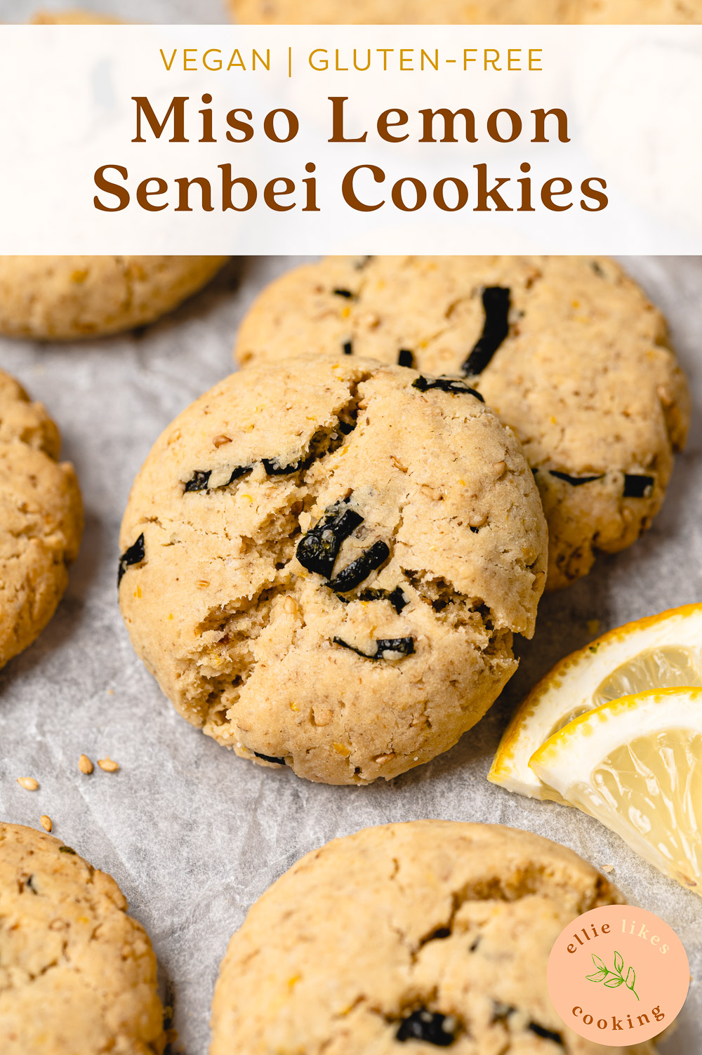 Vegan Miso Lemon Senbei Cookies - Ellie Likes Cooking