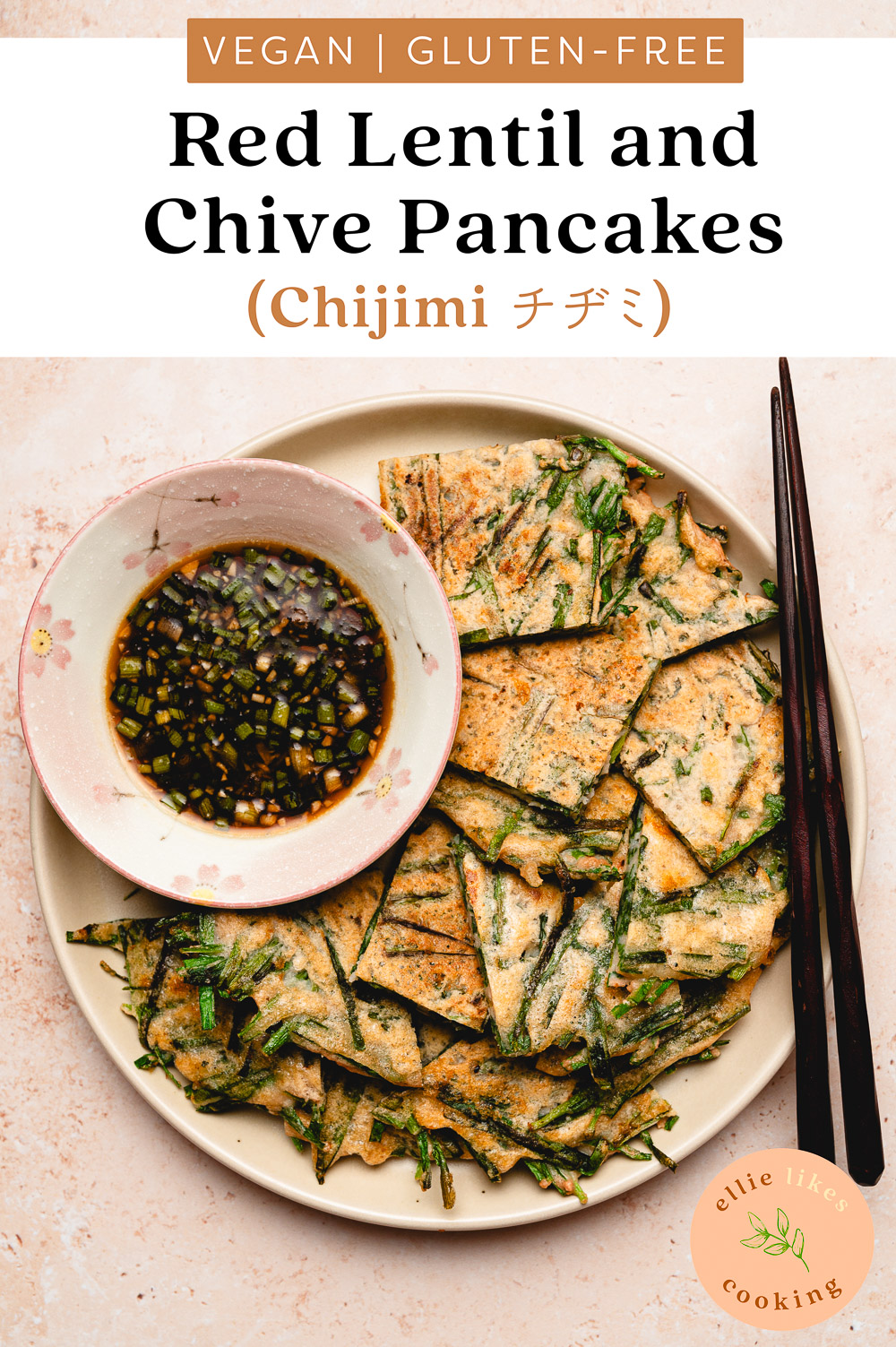 Red Lentil and Chive Pancakes (Chijimi) | レンズ豆のチヂミ - Ellie Likes Cooking