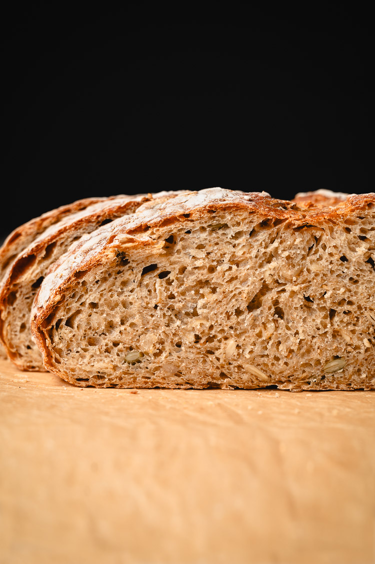 Seeded Multigrain Bread (No Knead) - Ellie Likes Cooking
