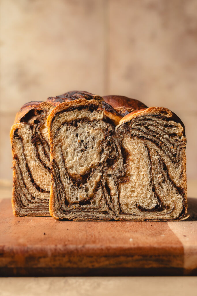 Vegan Chocolate Marble Milk Bread (Shokupan) - Ellie Likes Cooking