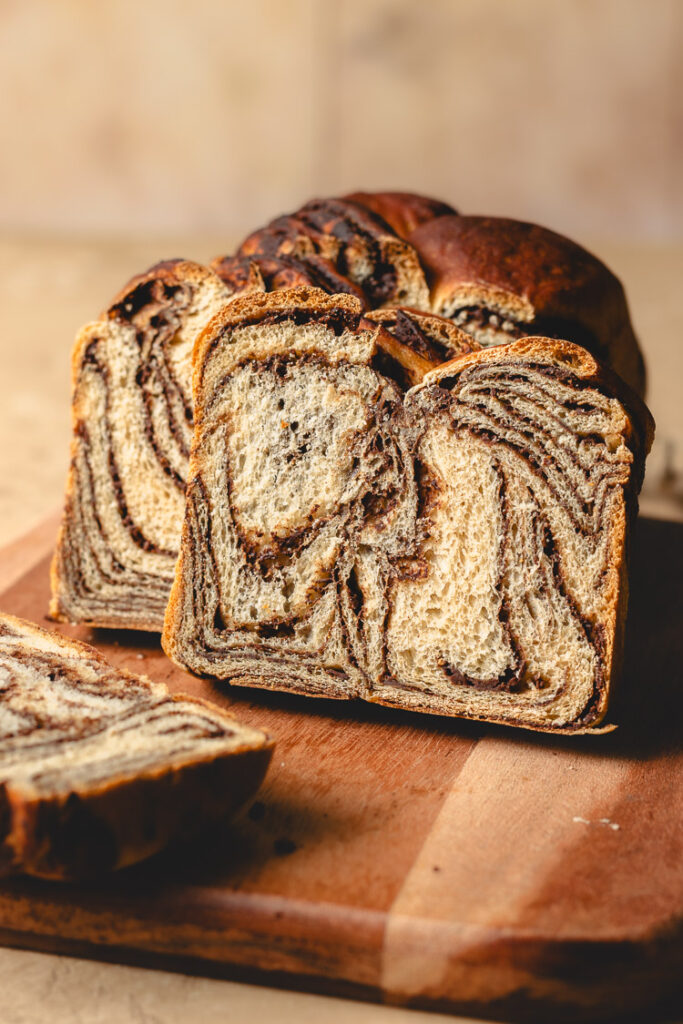 Vegan Chocolate Marble Milk Bread (Shokupan) - Ellie Likes Cooking