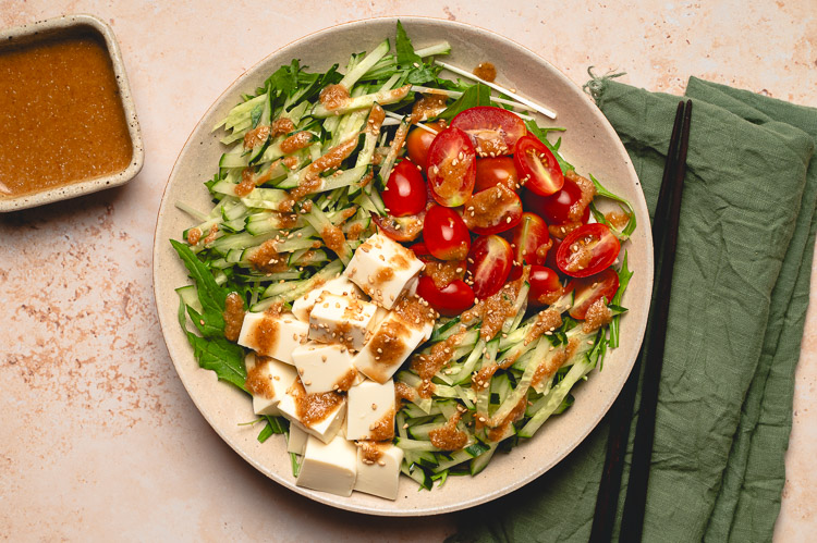 Sesame Mizuna Salad - Ellie Likes Cooking