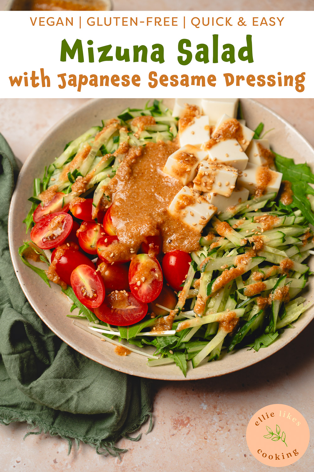 Sesame Mizuna Salad - Ellie Likes Cooking