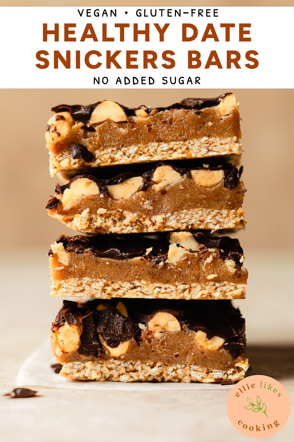 Healthy Date Snickers Bars - Ellie Likes Cooking